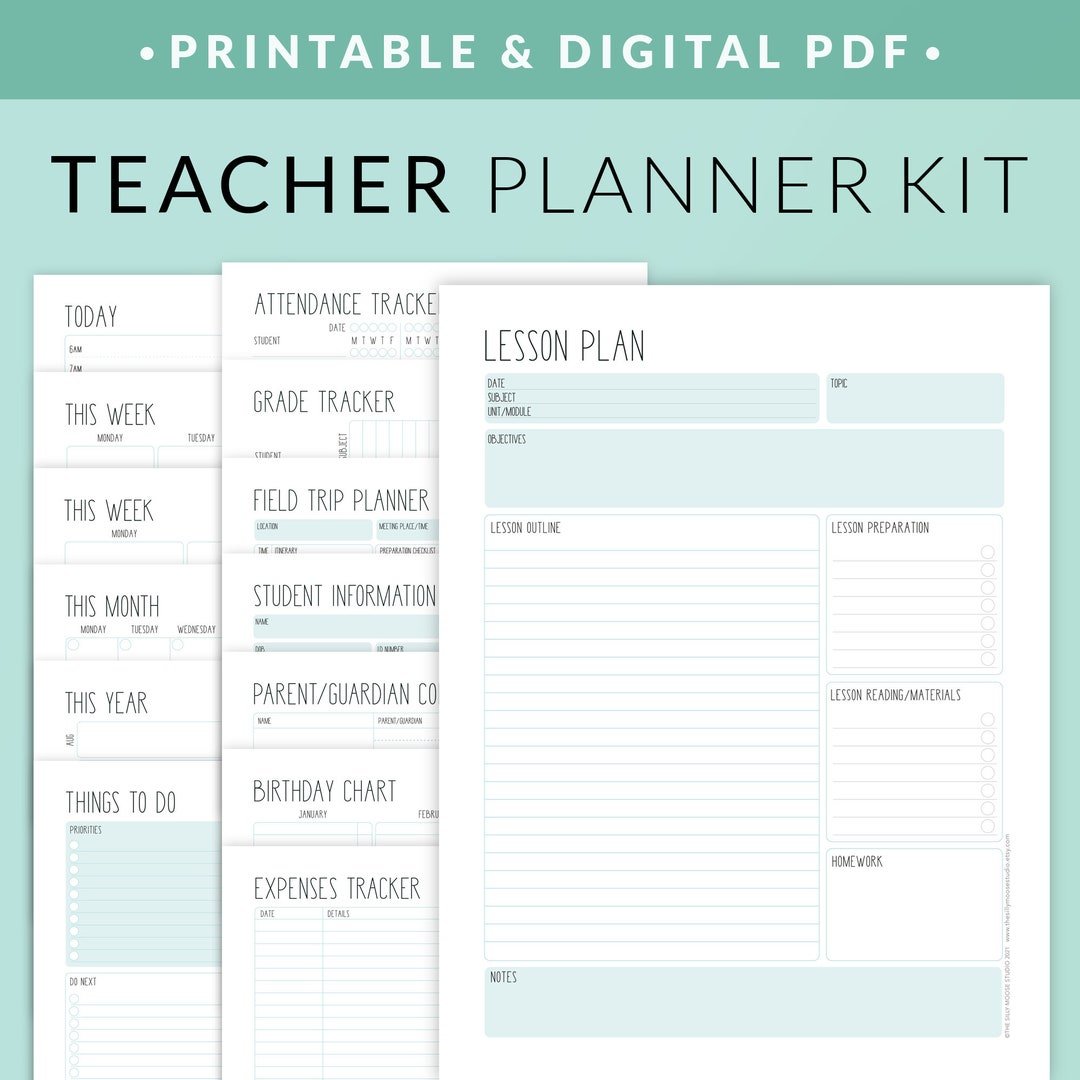 Teacher Planner Printable Kit – Tutor Class Planning Bundle – Academic ...