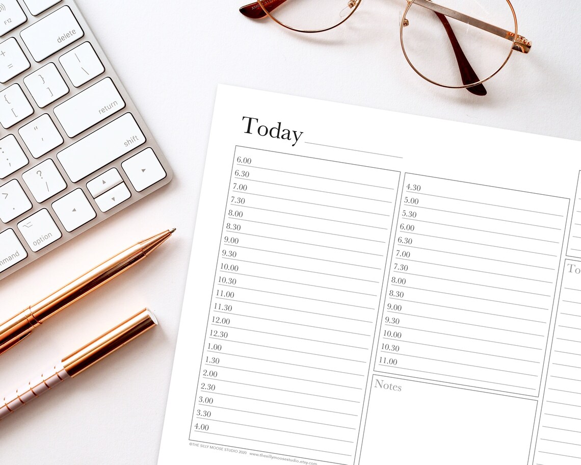 Half Hour Schedule Printable Daily Planner Template Simple - Etsy