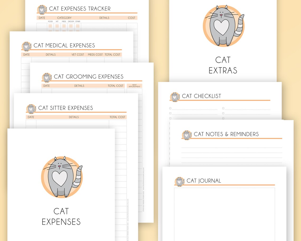 Kitten & Cat Planner Printable Bundle Pet Health Record - Etsy UK