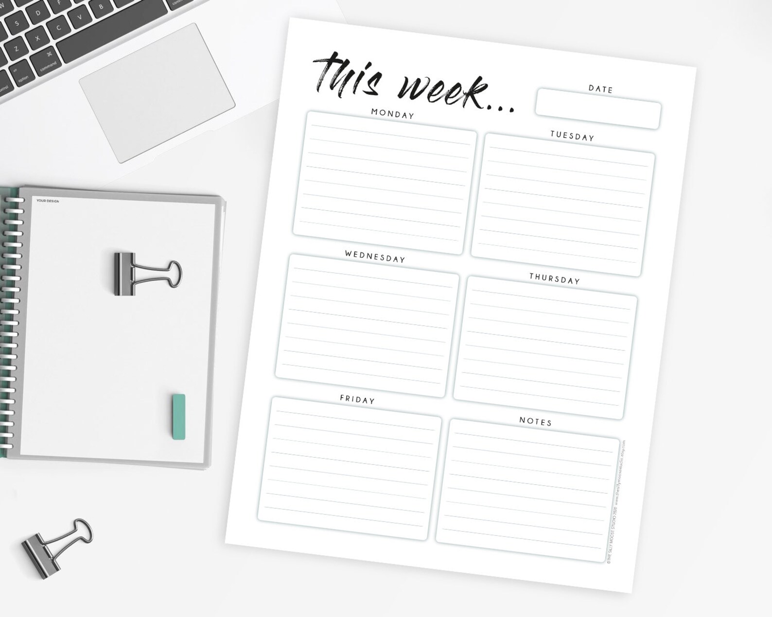 Five Day Weekly Planner Printable & Fillable PDF Week Days - Etsy