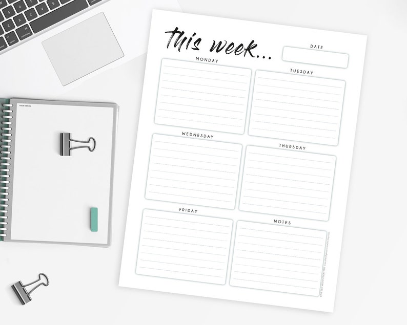 Five Day Weekly Planner Printable & Fillable PDF Week Days - Etsy