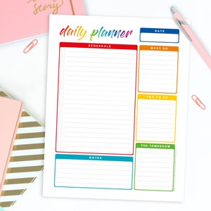 Planner Printable & Digital – Rainbow Daily and Weekly Planner Pages ...