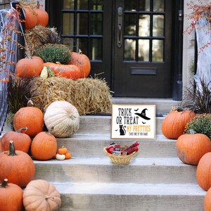 Trick or Treat Sign Printable – Witch & Black Cat – Social Distance ...