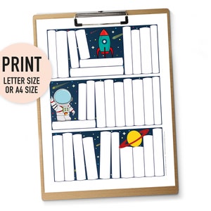 Kids Reading Log Printable – Space Themed Childrens Bookshelf Book ...