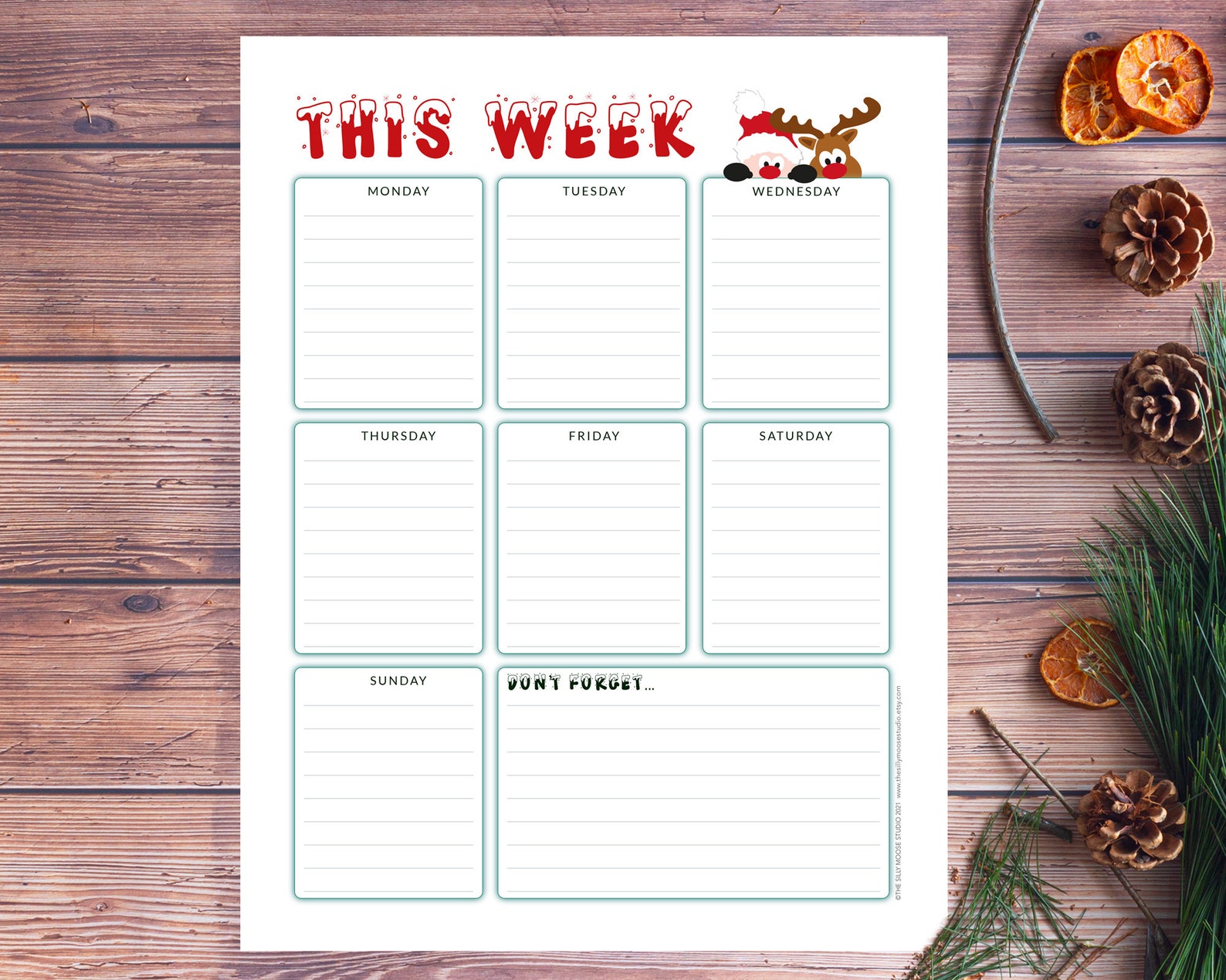 Weekly Planner Printable Christmas Theme Seasonal Calendar | Etsy
