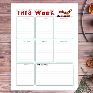 Weekly Planner Printable Christmas Theme – Seasonal Calendar Holiday ...