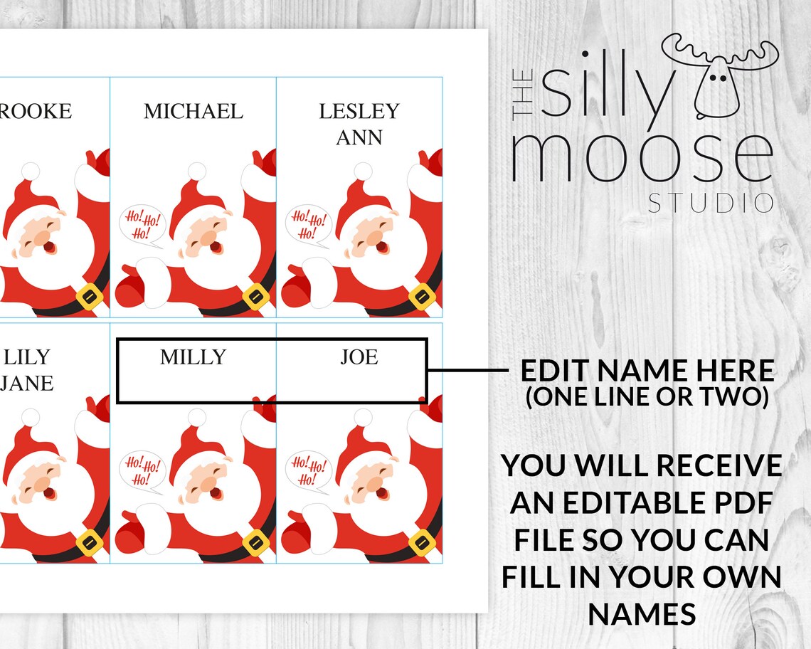 Christmas Place Cards Printable Santa Personalized Table - Etsy UK