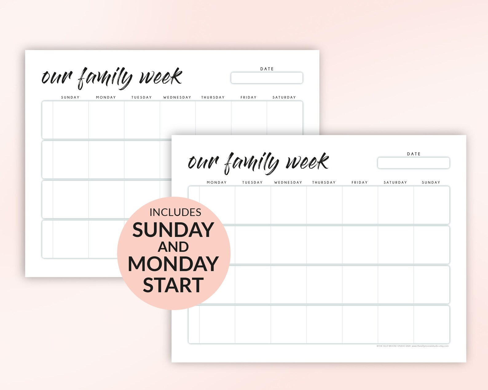 Weekly Family Calendar Fillable & Printable Planner PDF – Family of 4 ...