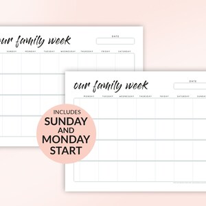 Weekly Family Calendar Fillable & Printable Planner PDF – Family of 4 ...