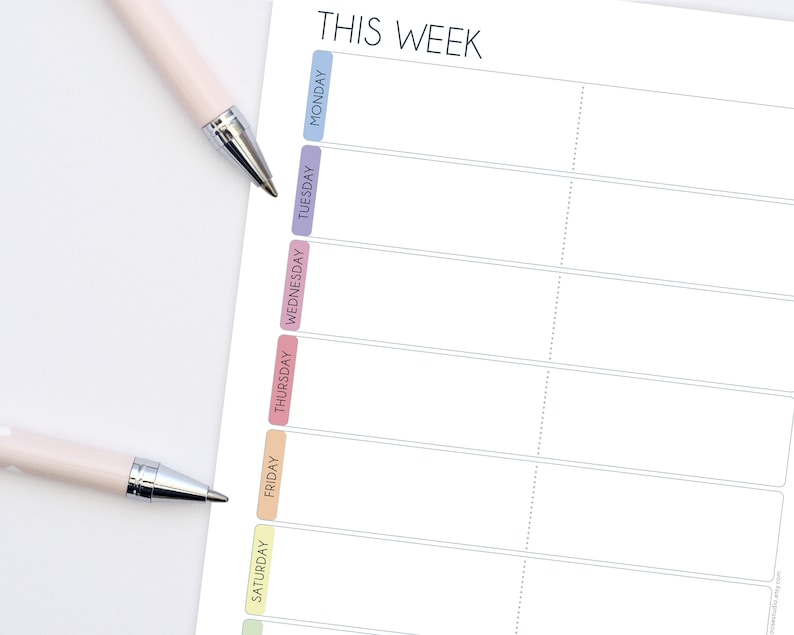 Weekly Planner Printable One Week Calendar to Do List - Etsy UK