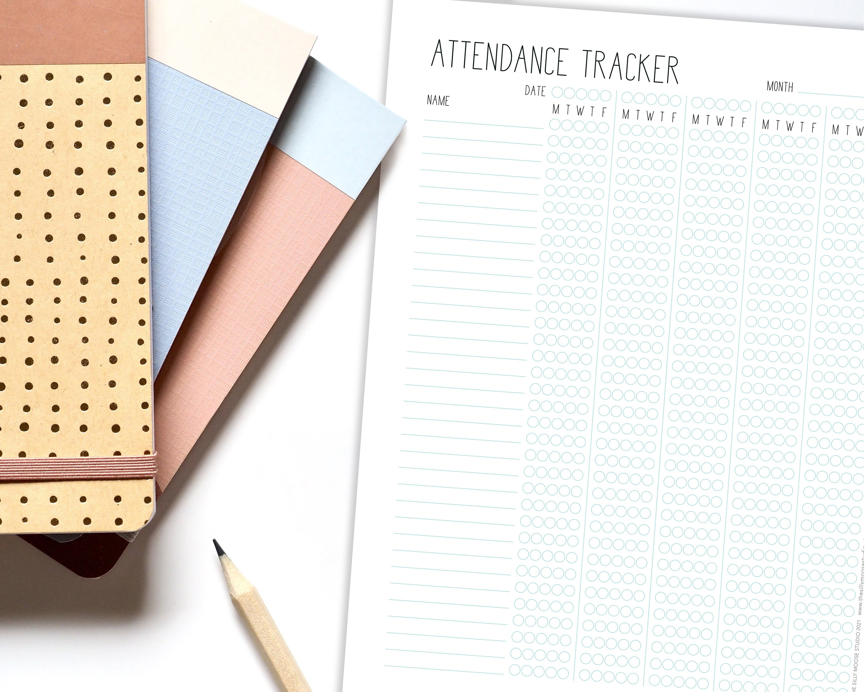 Student Attendance Record Printable Monthly Attendance Log PDF Academic ...