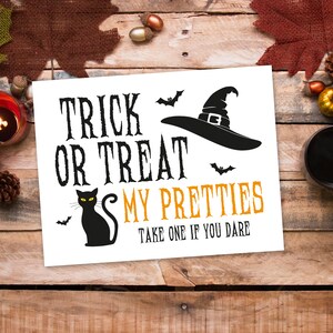 Trick or Treat Sign Printable – Witch & Black Cat – Social Distance ...