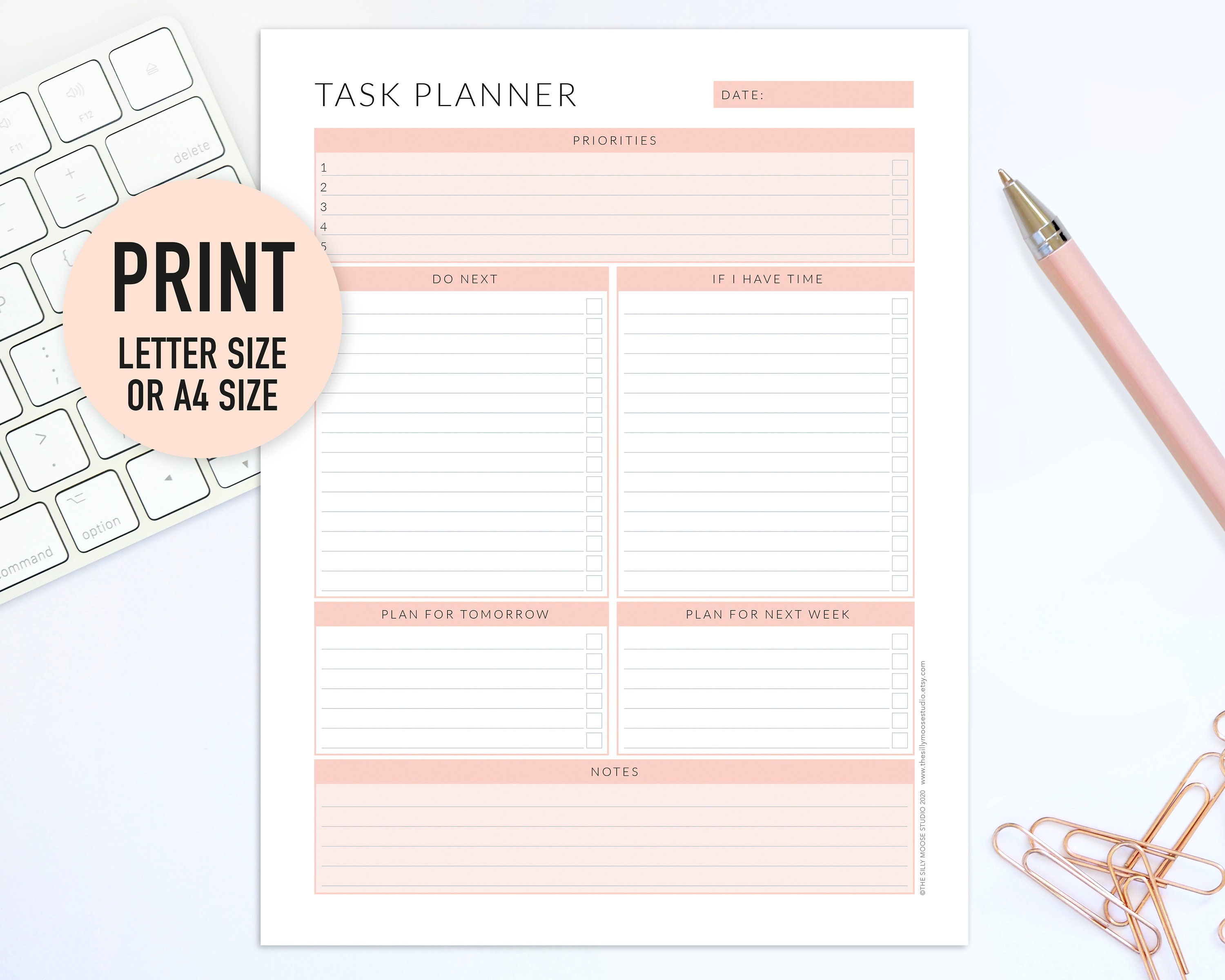Task Planner Printable Digital Tablet / Smartphone | Etsy