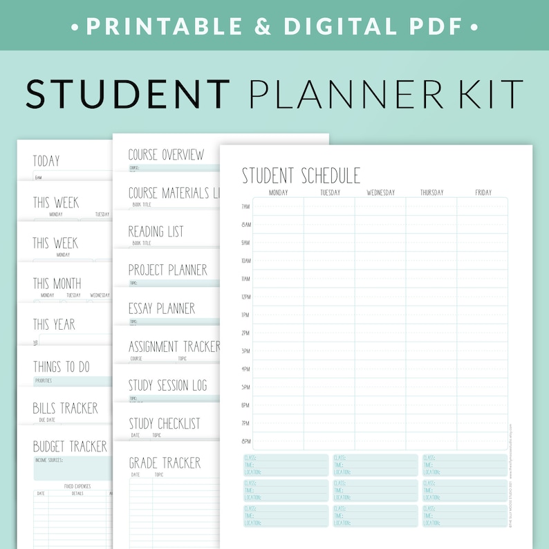 Student Planner Printable / Digital Kit School & College - Etsy