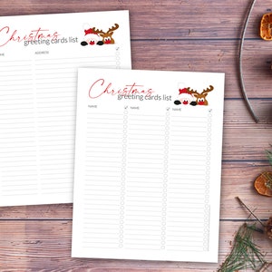 Christmas Card List Printable Set – Holiday Card Tracker Checklist ...