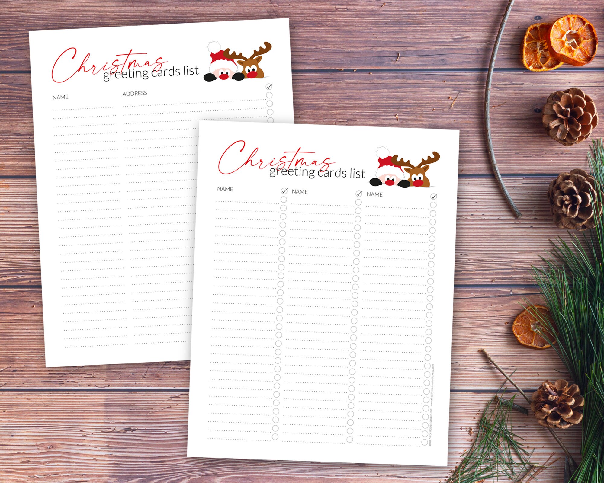 Christmas Card List Printable Set Holiday Card Tracker - Etsy