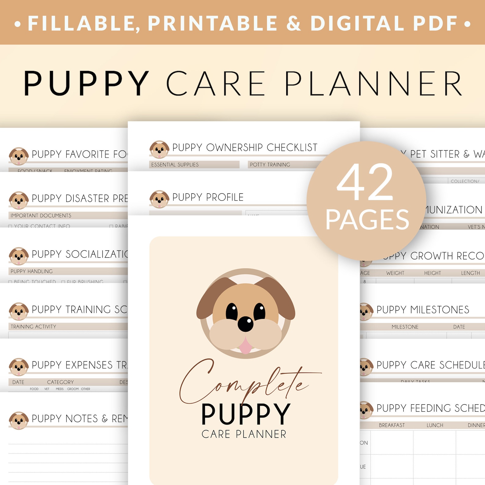 New Puppy Planner Bundle – Printable Pet Care Planner – Puppy Checklist ...