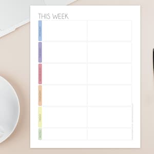 Weekly Planner Printable – Five Day School Week / Working Week Template ...
