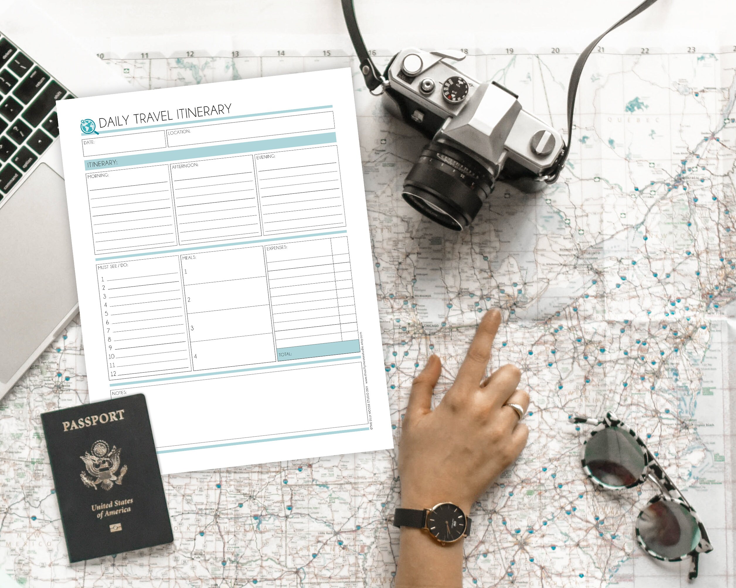 Daily Travel Itinerary Template Fillable, Printable & Digital PDF ...