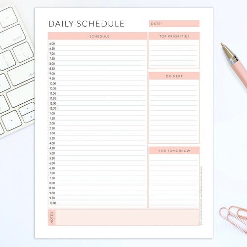 Half Hour Schedule Printable Daily Planner Template Simple - Etsy
