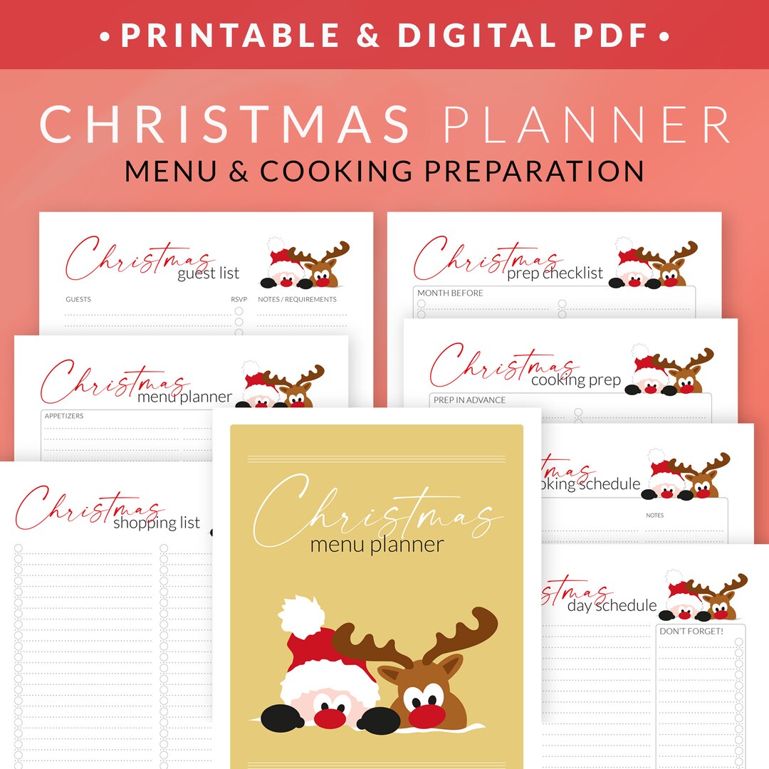 Christmas Menu Planner Printable Kit – Holiday Meal Planning Template ...