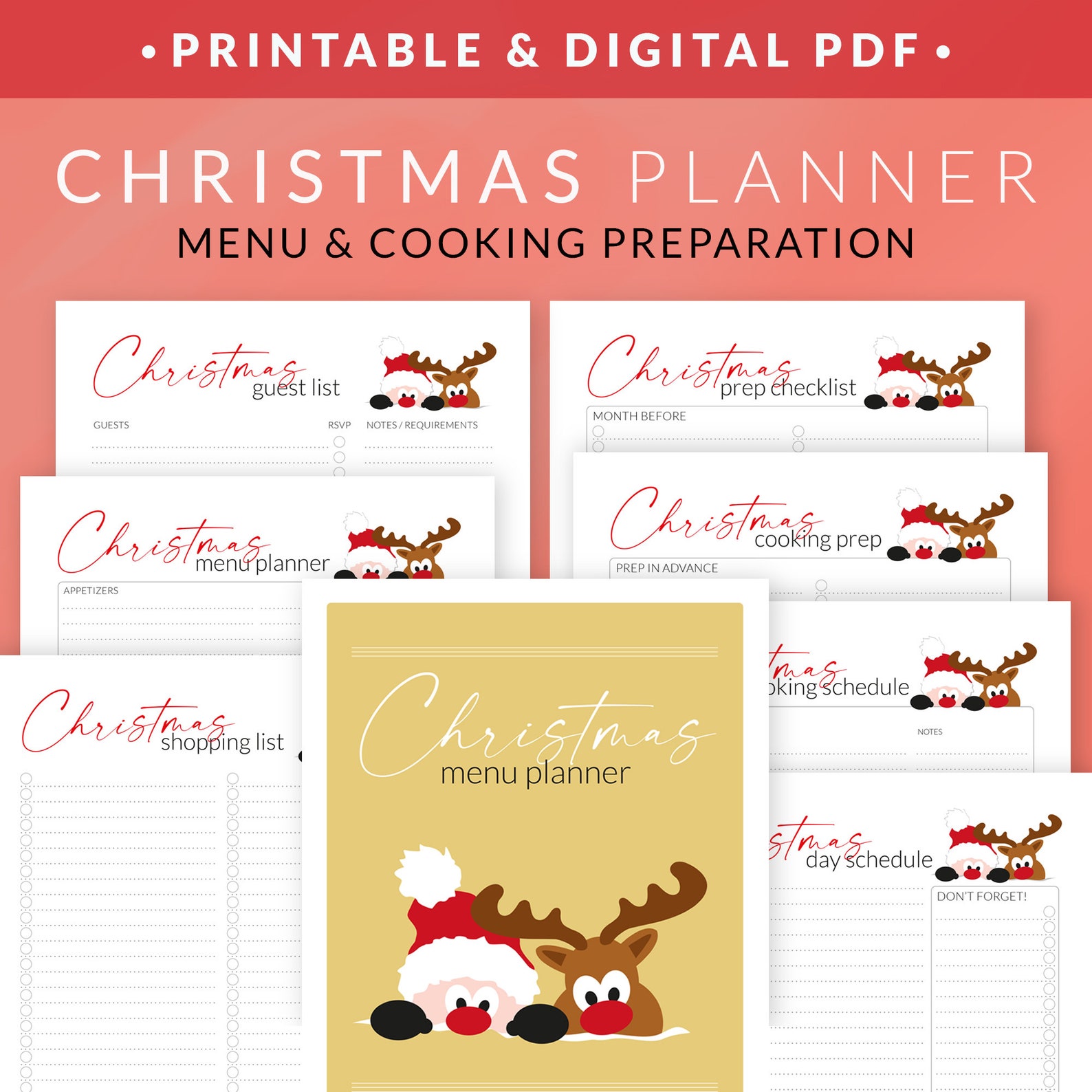Christmas Menu Planner Printable Kit – Holiday Meal Planning Template ...