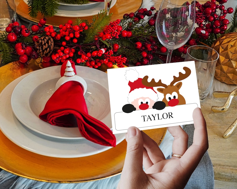 Christmas Editable Place Cards Template – Printable Table Seating Cards ...