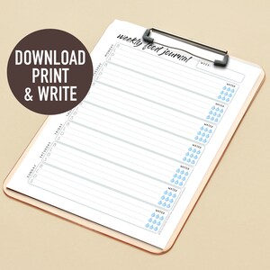 Weekly Food Log Printable & Fillable PDF – Food Journal – Diet Tracker ...