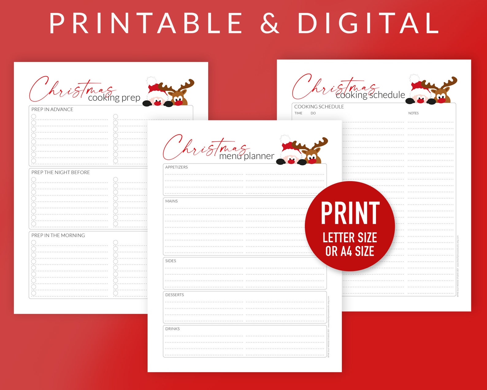 Christmas Meal Cooking Planner Printable Set – Christmas Dinner ...