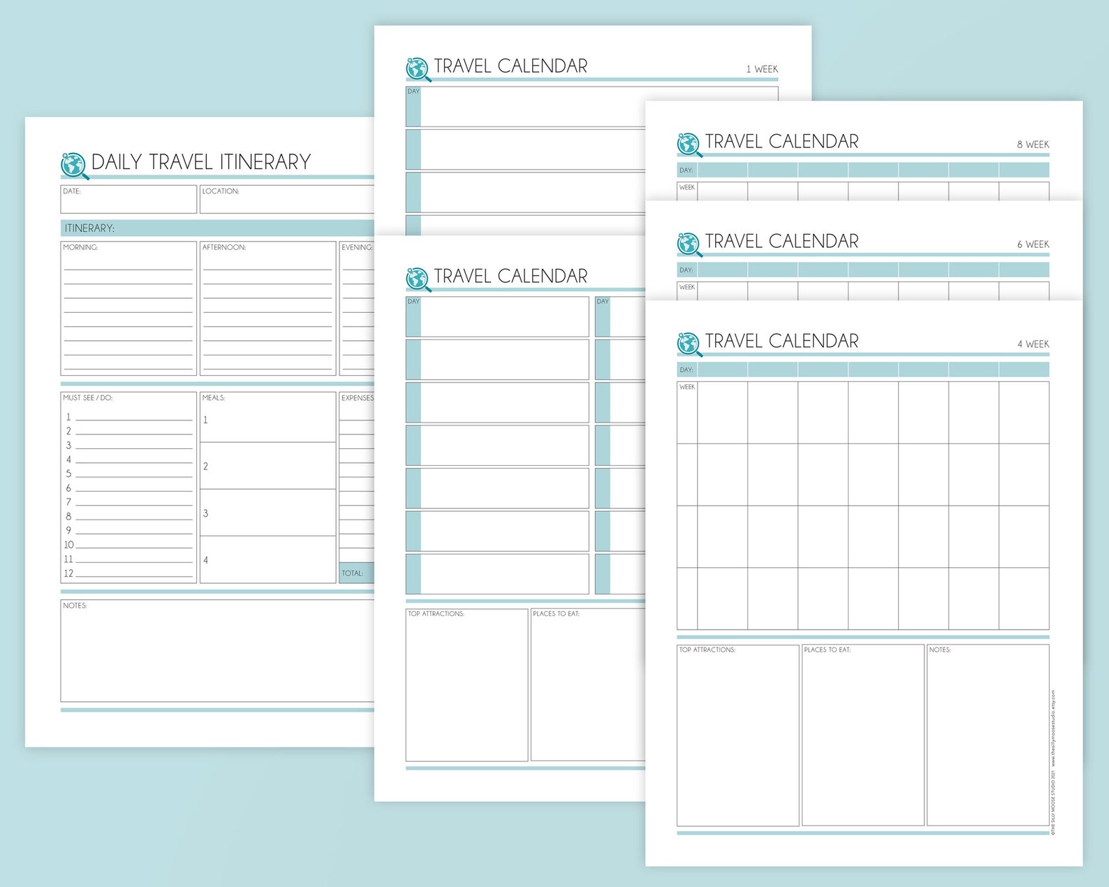 Travel Planner Printable – Vacation Trip Itinerary – Digital Fillable ...