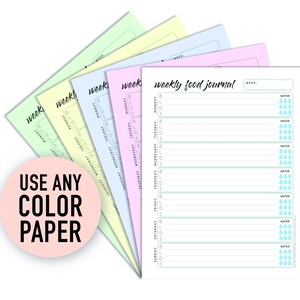 Weekly Food Log Printable & Fillable PDF – Food Journal – Diet Tracker ...