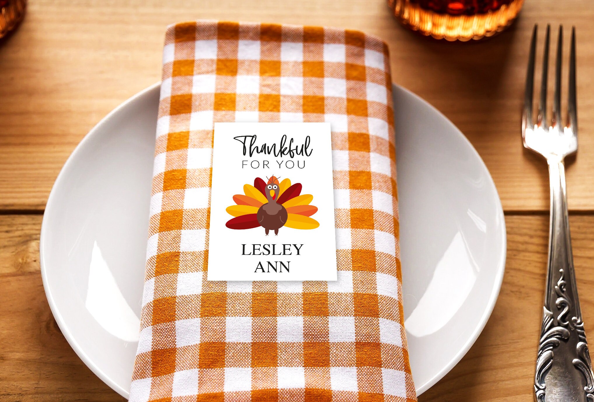 Thanksgiving Place Cards Printable – Personalized Table Setting Name ...