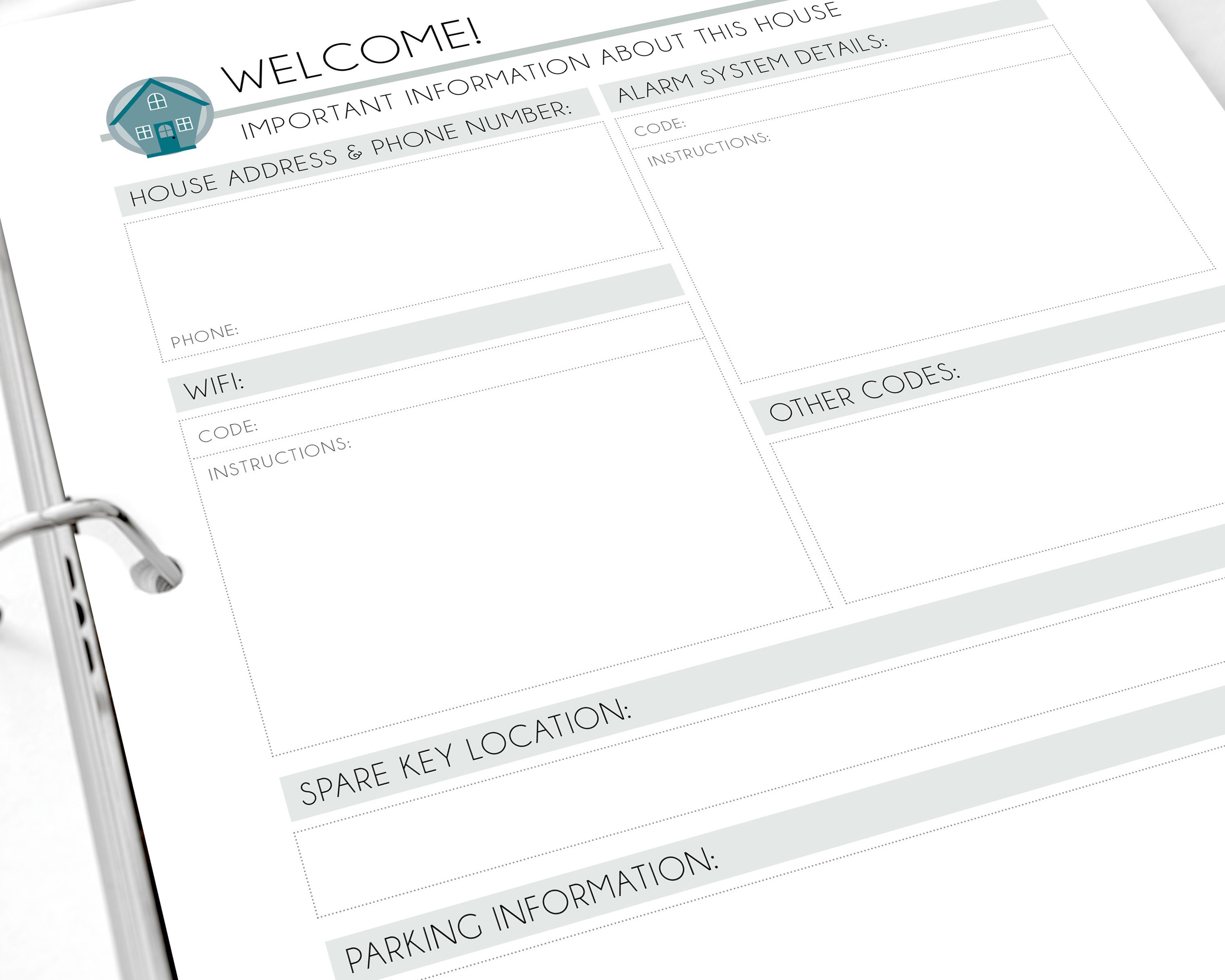 Rental Welcome Guide Printable & Fillable PDF House Sitting | Etsy