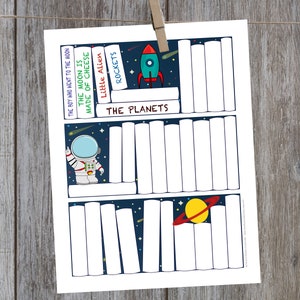 Kids Reading Log Printable – Space Themed Childrens Bookshelf Book ...