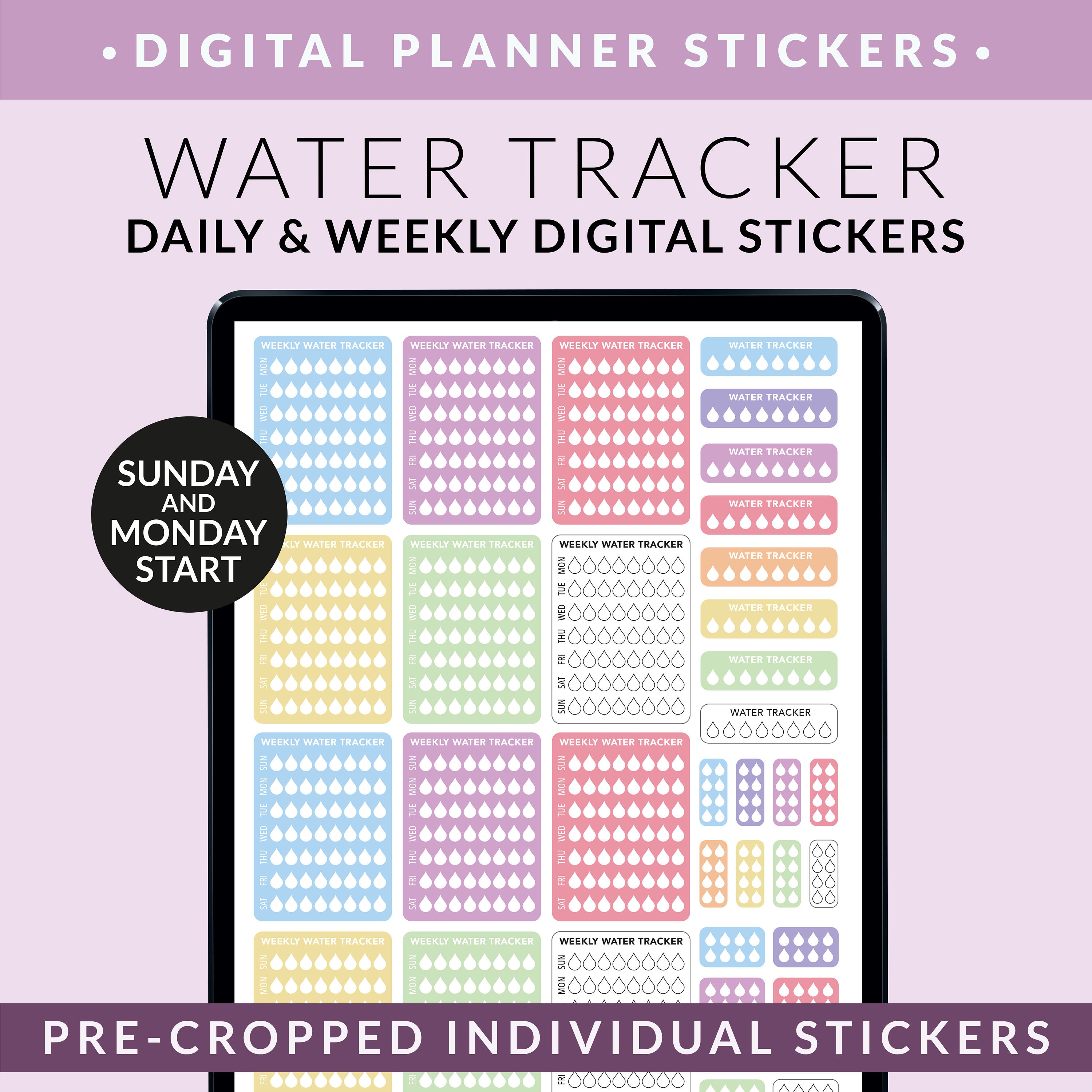Water Tracker Digital Planner Stickers Hydration Habit Bujo Stickers ...