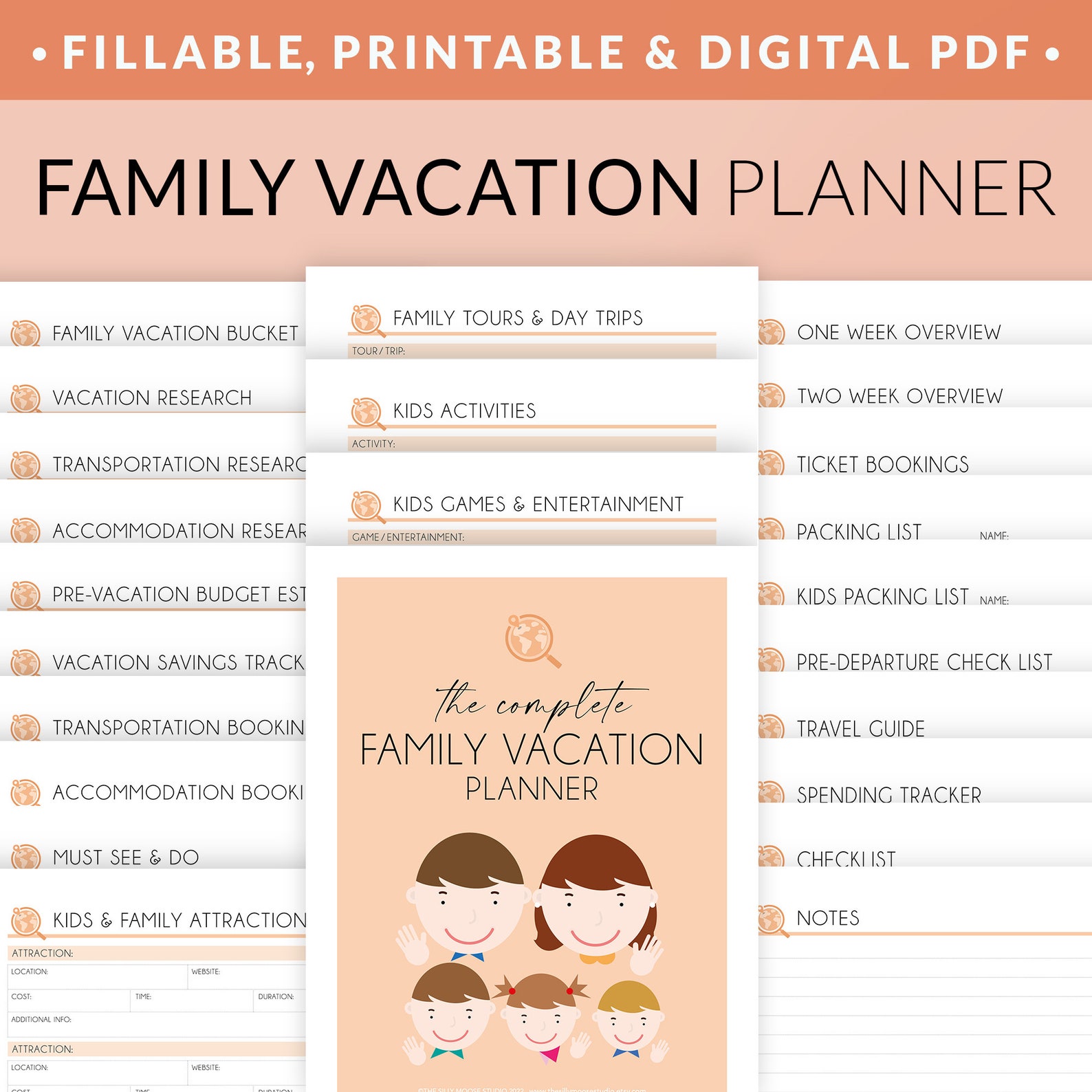 Family Vacation Itinerary Template – Printable & Fillable PDF – Holiday ...
