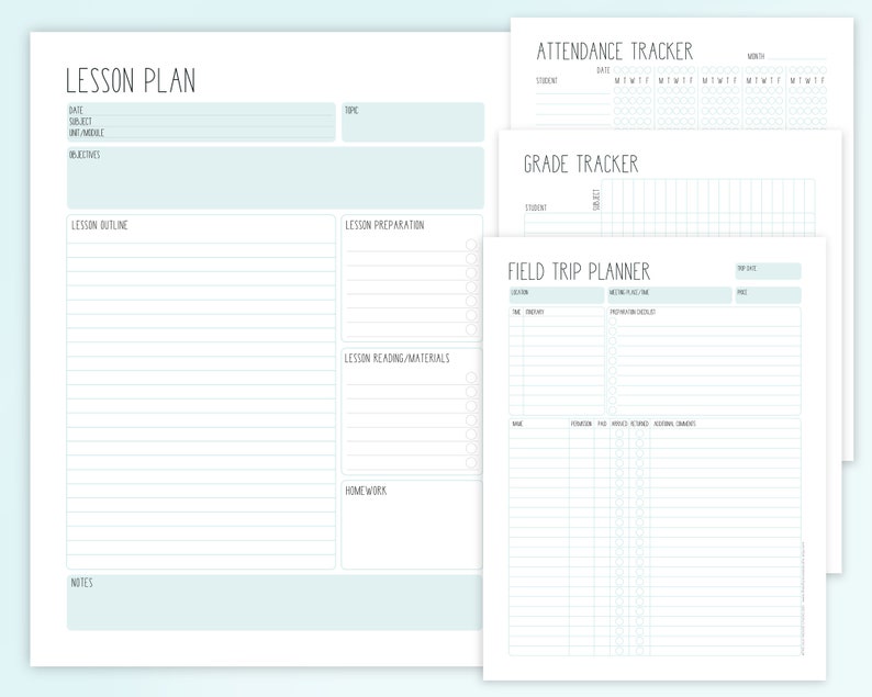 Teacher Planner Printable Kit Tutor Class Planning Bundle - Etsy