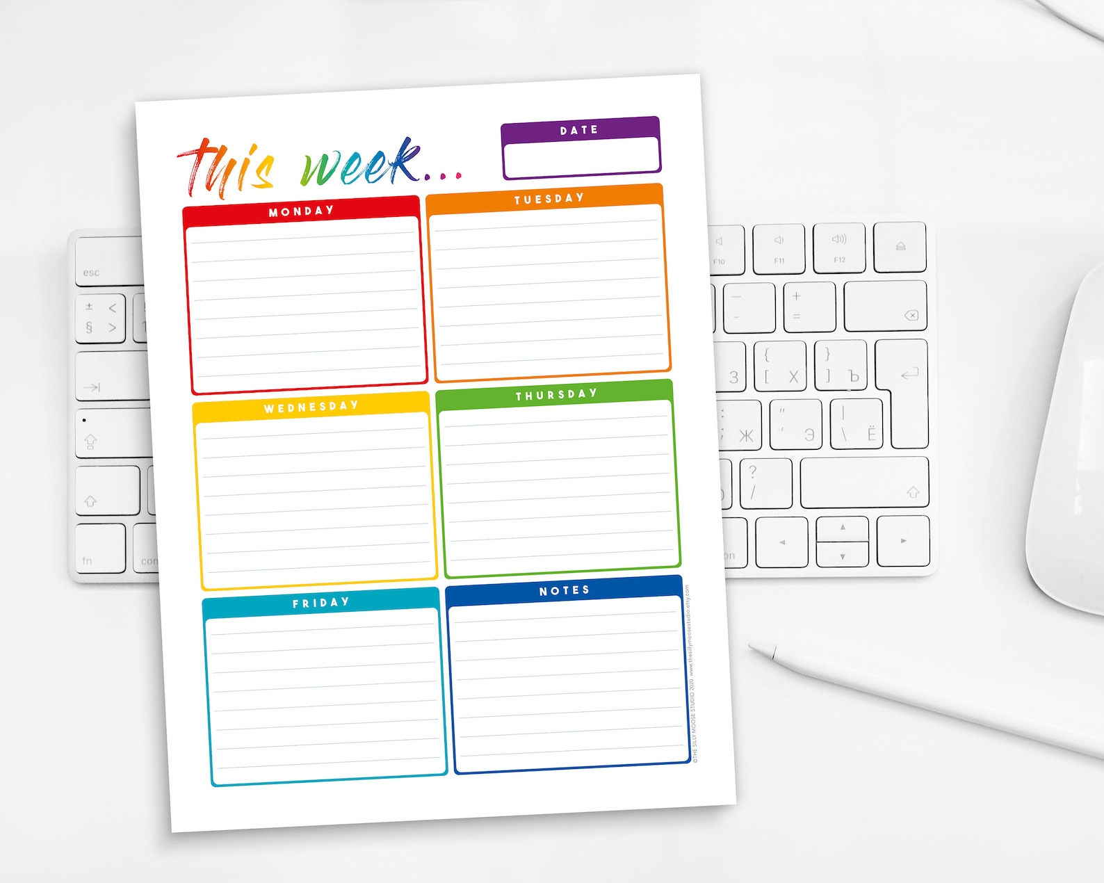 Five Day Weekly Planner Printable Rainbow Week Days Back to | Etsy
