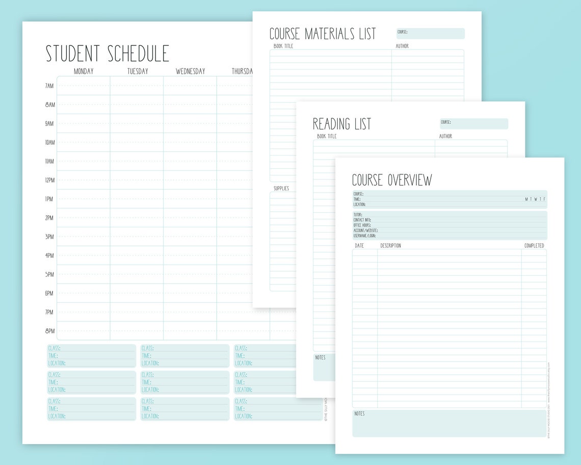 Student Planner Printable / Digital Kit School & College - Etsy
