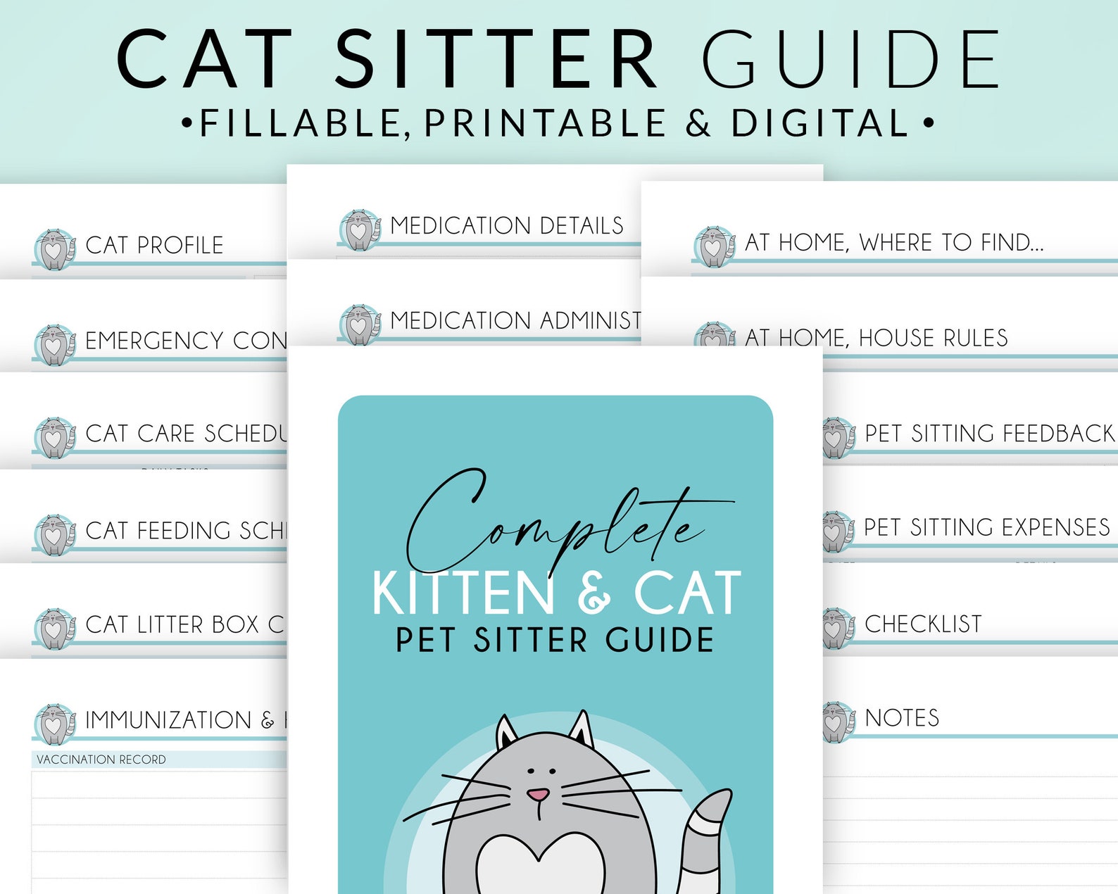 Cat Sitter Guide Fillable & Printable PDF Kitty Pet Sitter - Etsy