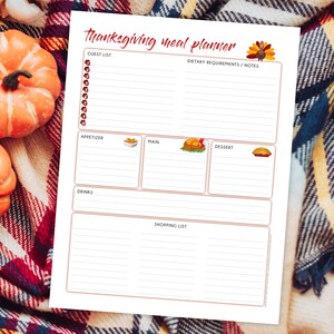 Thanksgiving Meal Planner Printable – Thanksgiving Dinner Party Menu ...