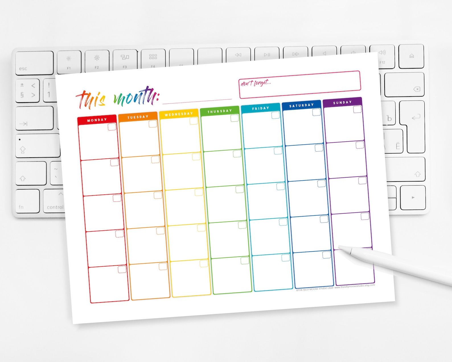 Month at a Glance Planner Printable Rainbow Monthly Calendar - Etsy