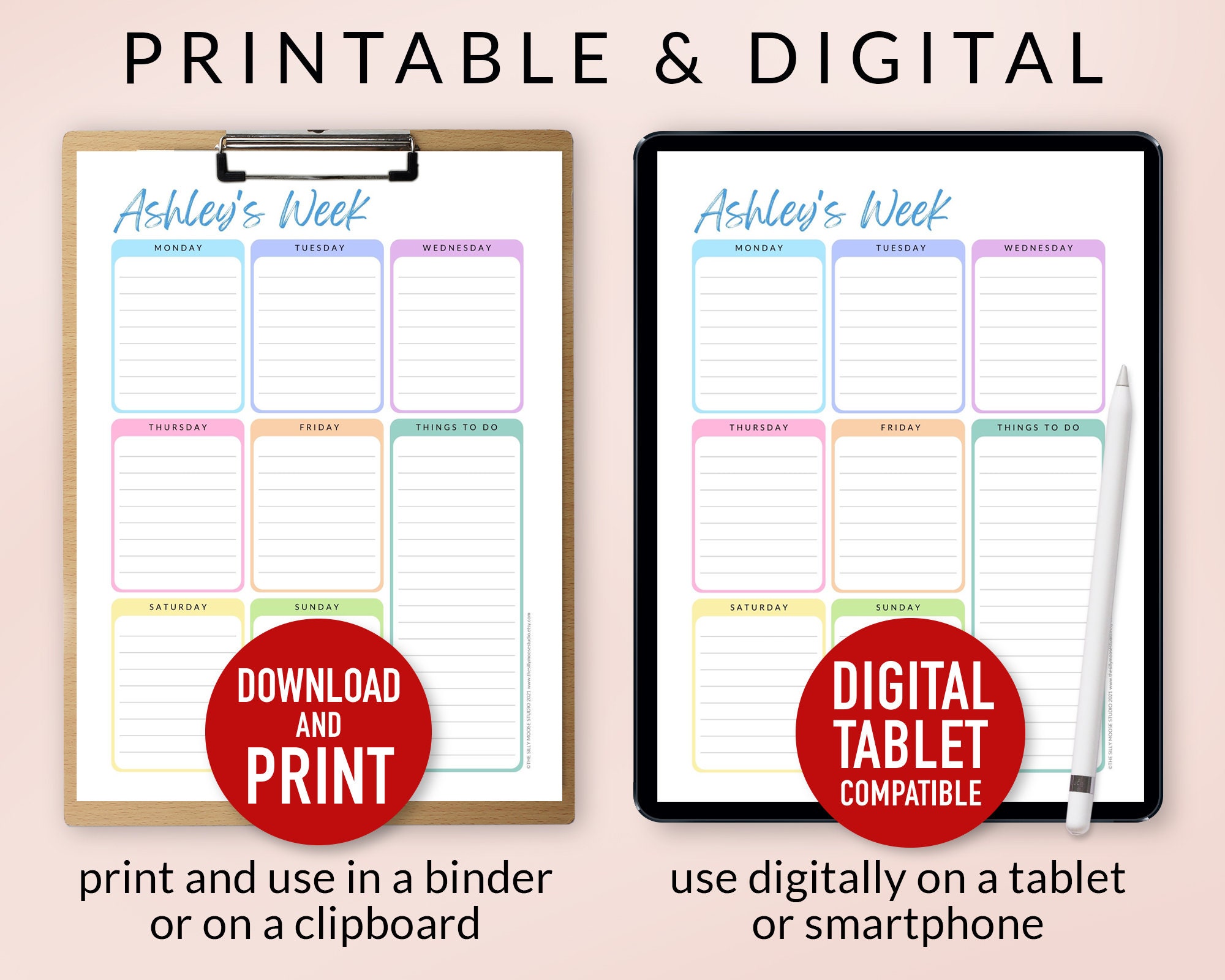 Weekly Planner Printable Editable CANVA Planner Template | Etsy UK