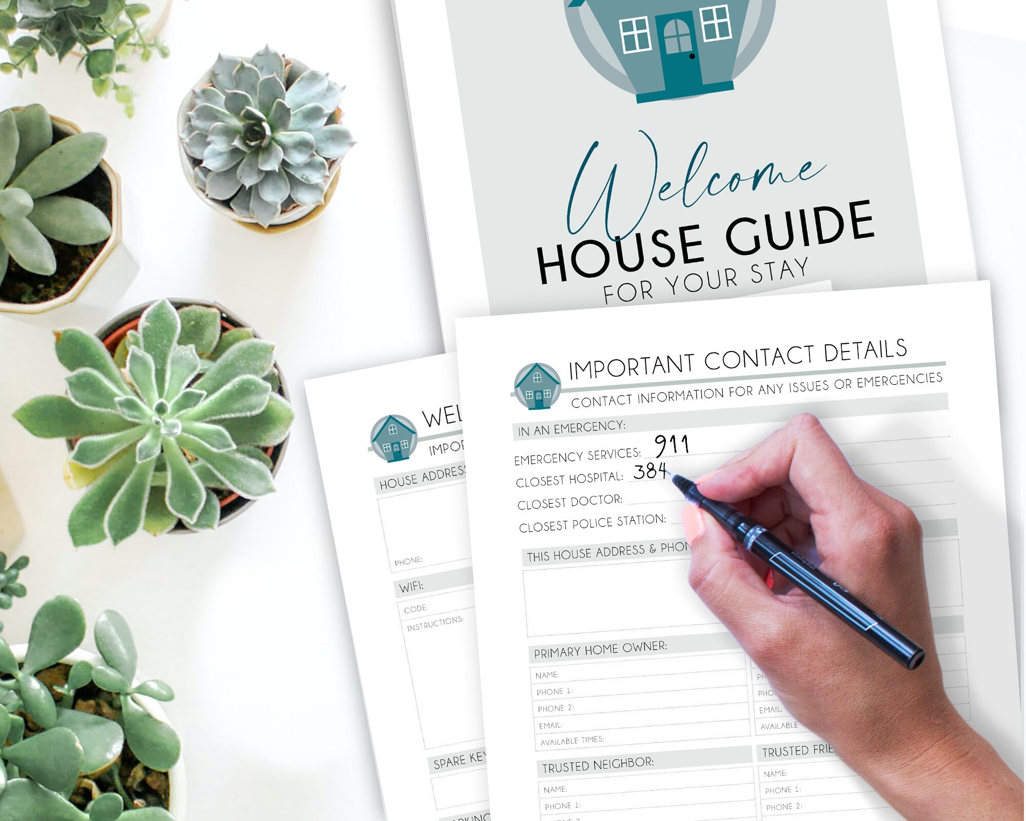 Rental Welcome Guide Printable & Fillable PDF House Sitting | Etsy