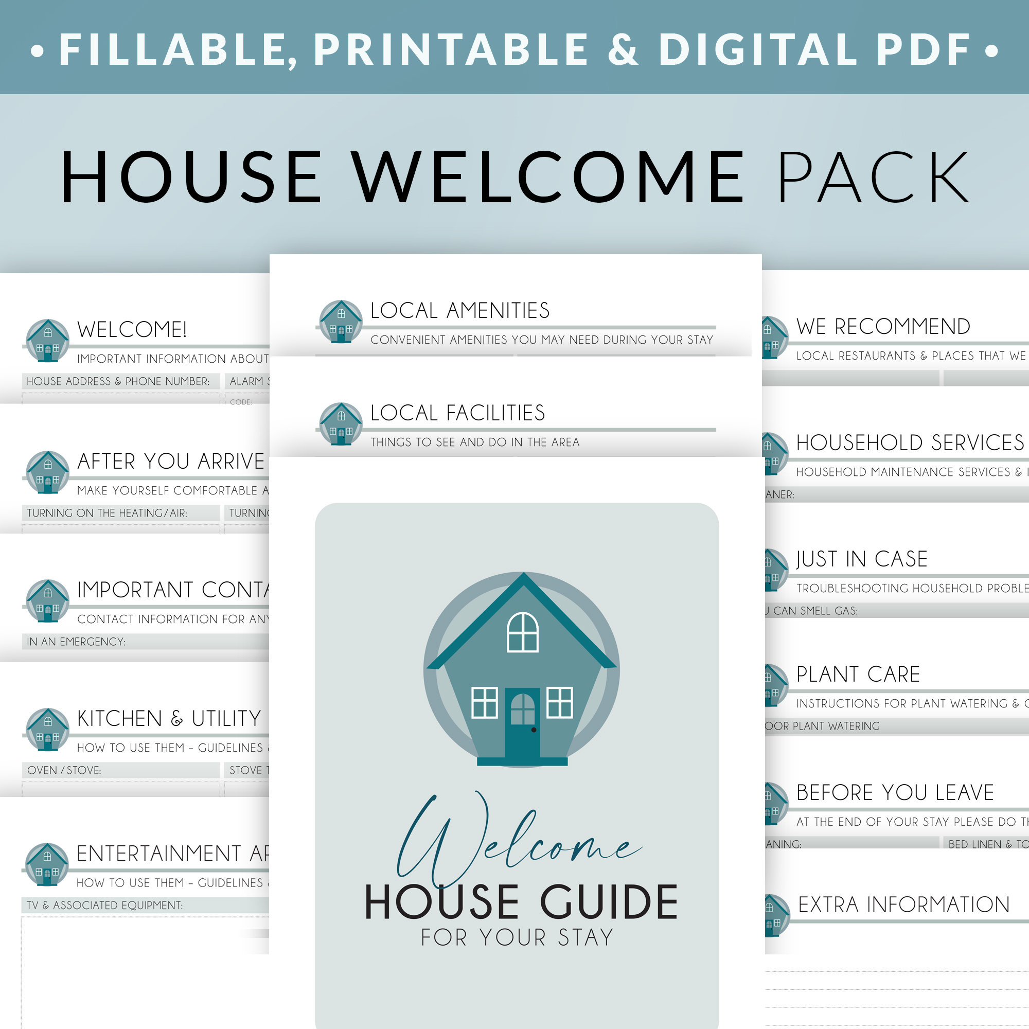 Rental Welcome Guide Printable & Fillable PDF – House Sitting Handbook ...
