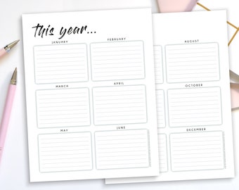 Year at a Glance Planner 2022, Yearly Overview Printable, Yearly ...