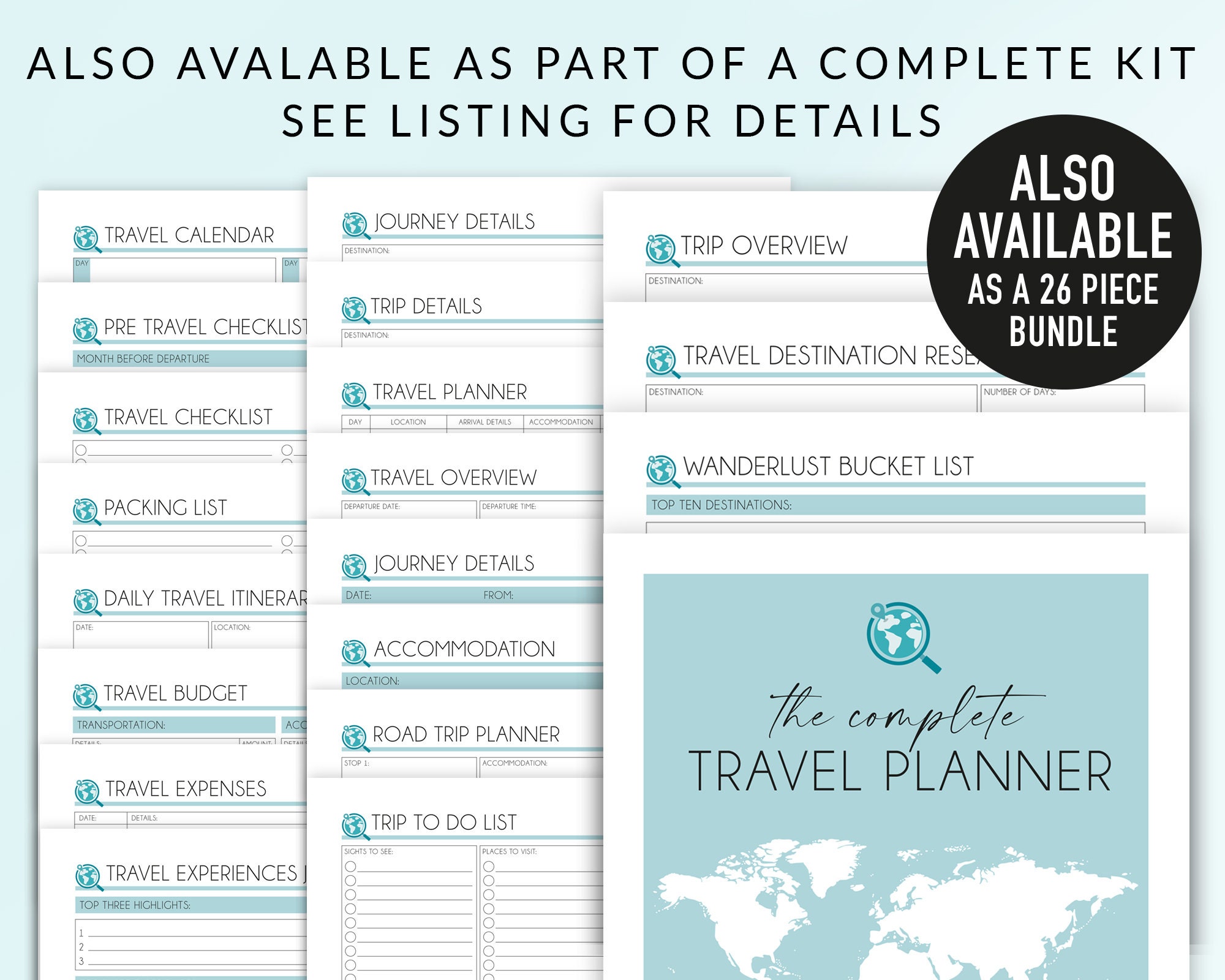 Travel Packing List Fillable Printable PDF Template 3 Page - Etsy UK