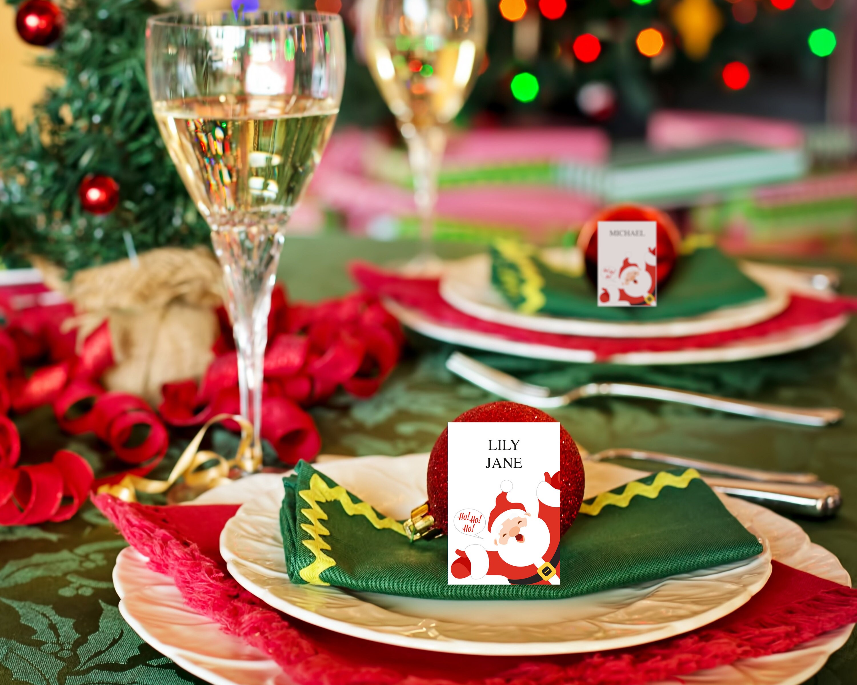 Christmas Place Cards Printable Santa Personalized Table - Etsy UK