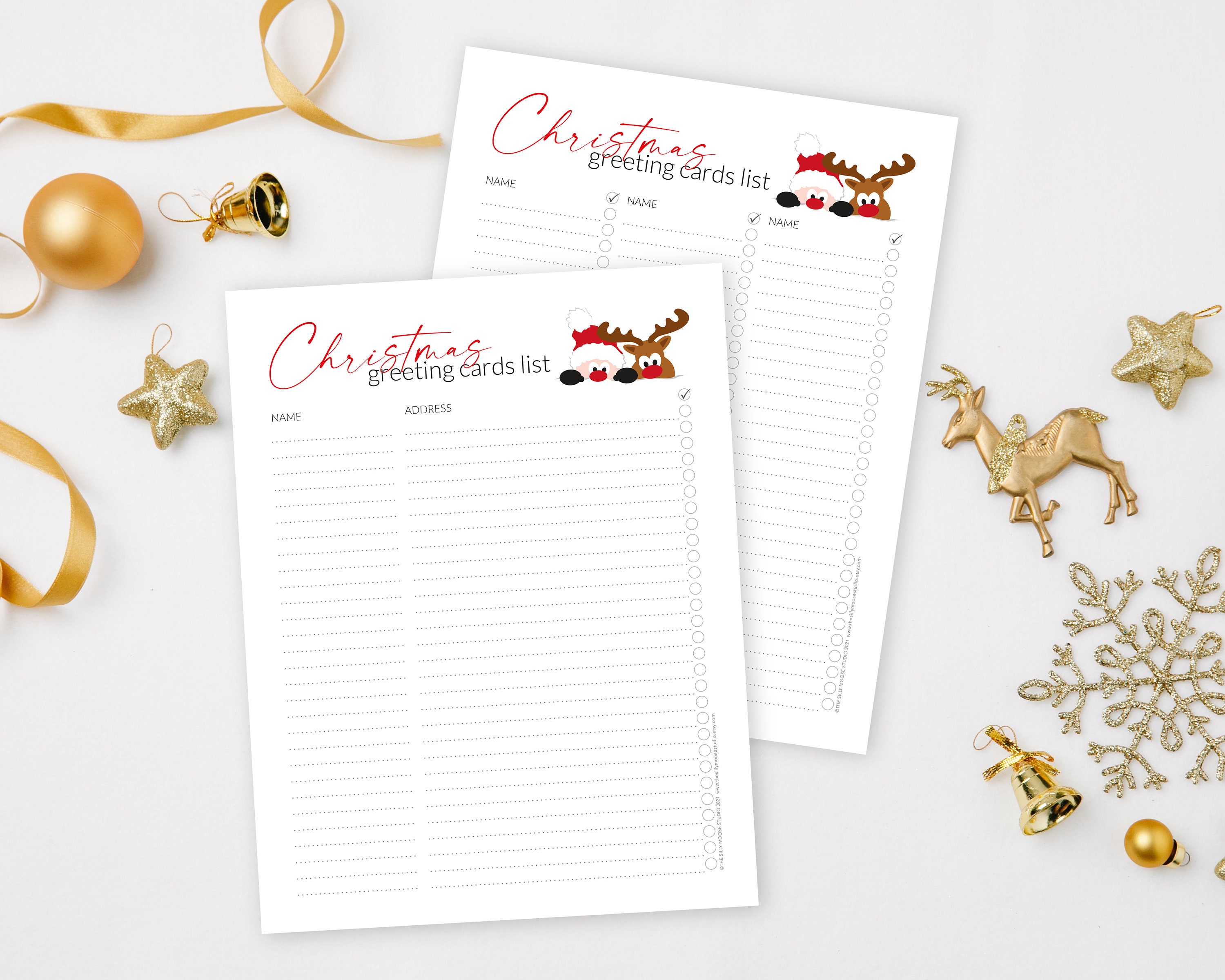 Christmas Card List Printable Set – Holiday Card Tracker Checklist ...