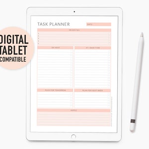 Task Planner Printable – Digital Tablet / Smartphone Compatible – Daily ...